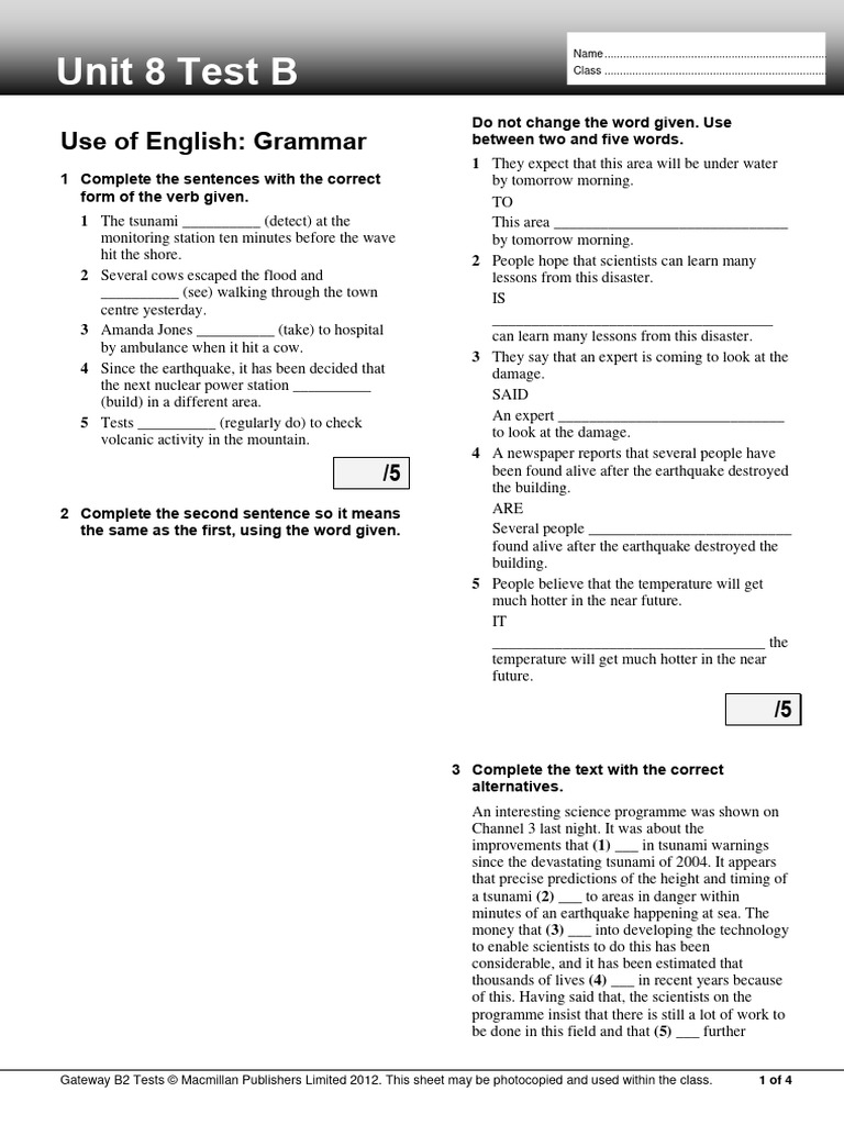 Gateway B2 Test 8B (2018 - 03 - 25 12 - 41 - 39 UTC) | PDF | Tsunami ...