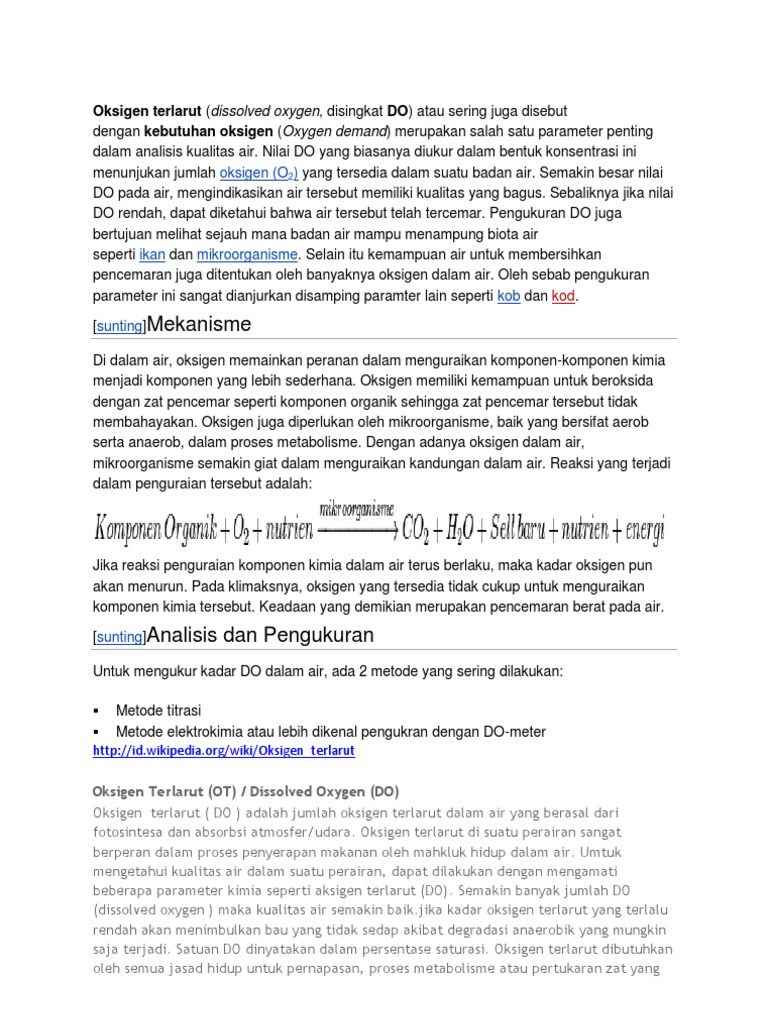 Oksigen Terlarut | PDF