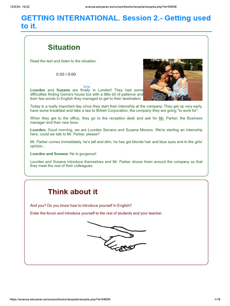 Situation: GETTING INTERNATIONAL. Session 2.-Getting Used To It | PDF | Verb | English Language
