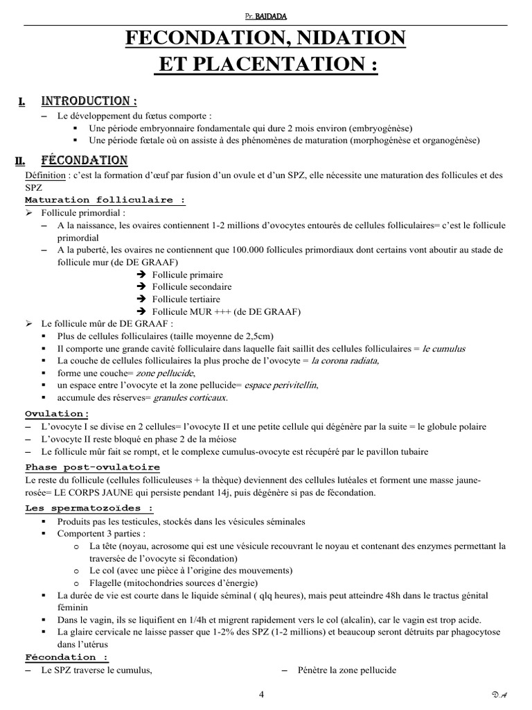 Schéma de la nidation réussie | PDF | Embryon | Biologie du développement