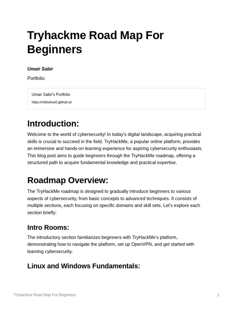 Tryhackme Road Map For Beginners | PDF | Security | Computer Security
