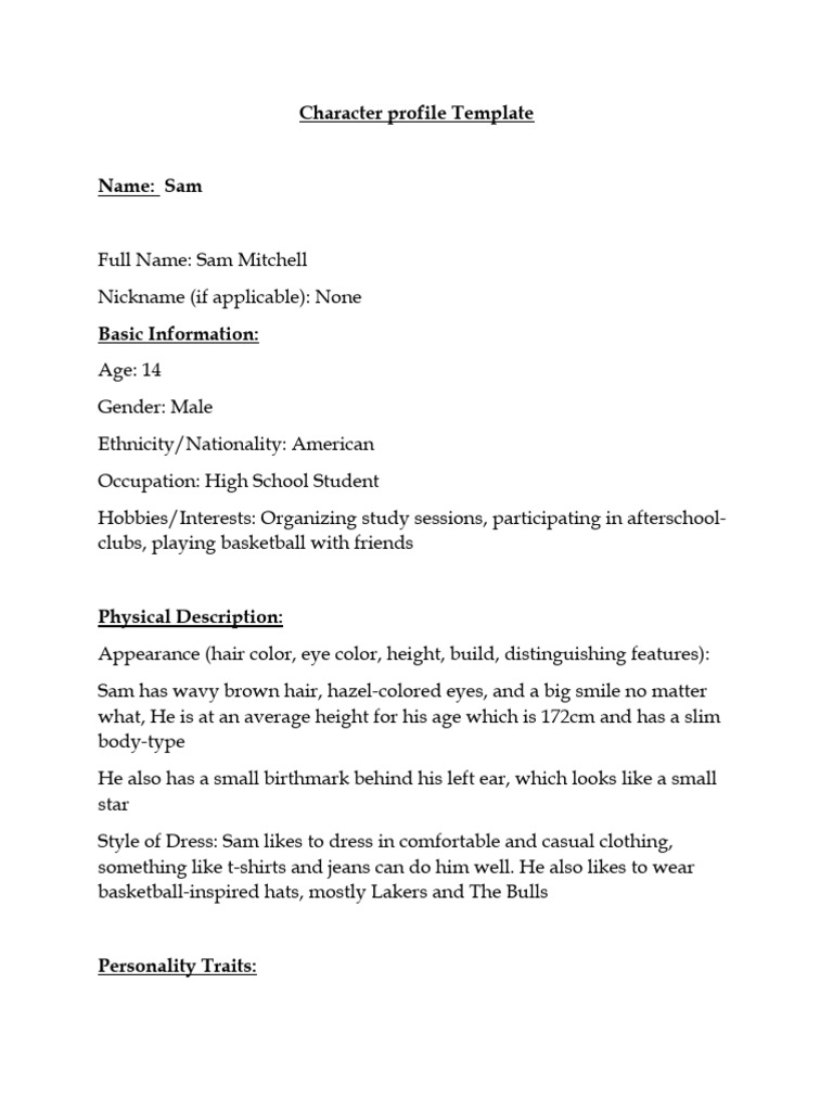 Character Profile | PDF | Social Psychology