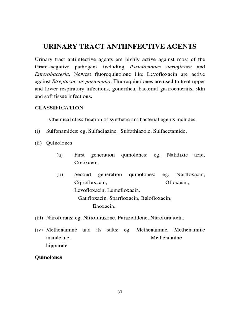 Urinary Tract Antiinfective Agents | PDF | Microbiology | Antibiotics