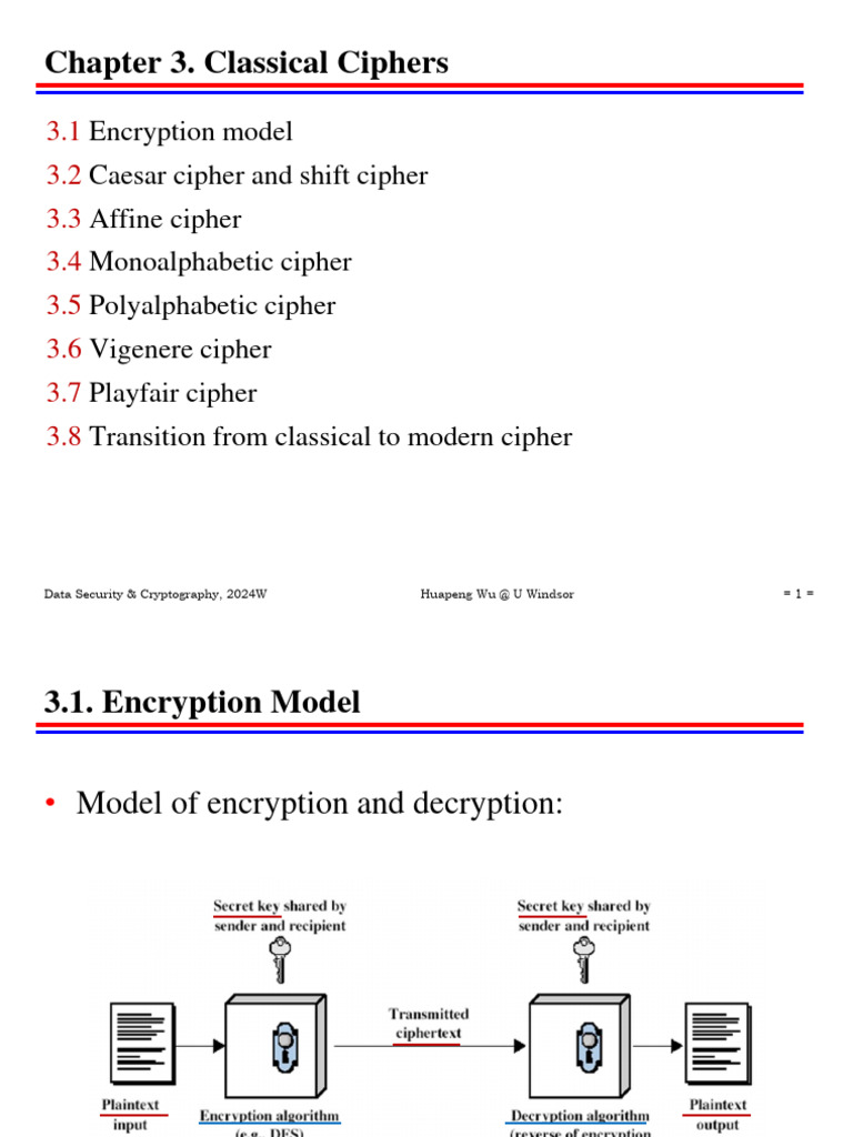 Chapter 3. Classical Ciphers | PDF | Cryptography | Cipher