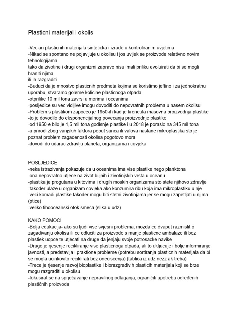 Plasticni Materijal I Okolis | PDF