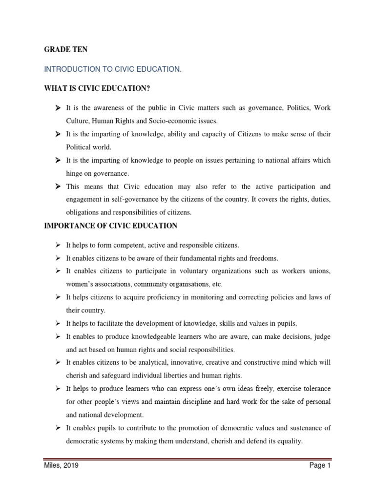 Civic Education Revised Notes | PDF | Elections | Constitution