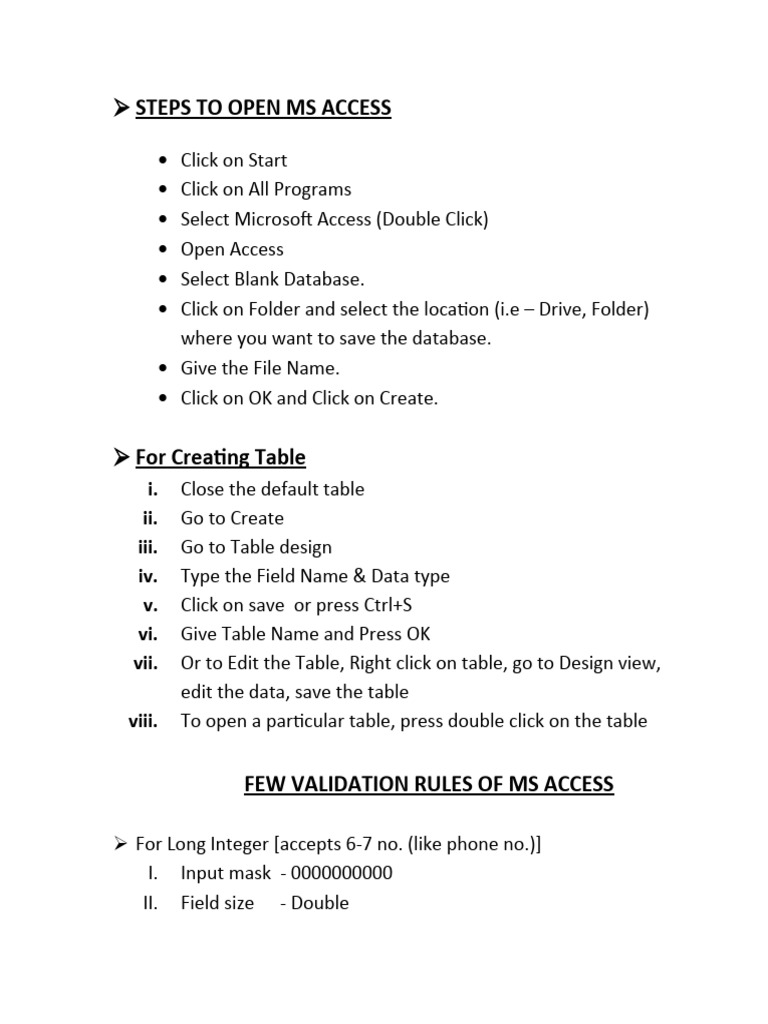 MS Access Practical Notes | PDF | Microsoft Access | Computing