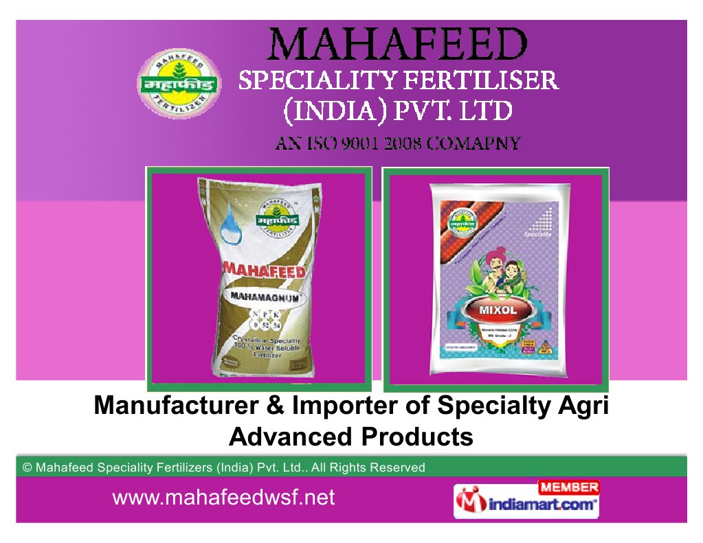 Mahafeed Speciality Fertilizers (India) Pvt. Ltd. Pune India | PDF