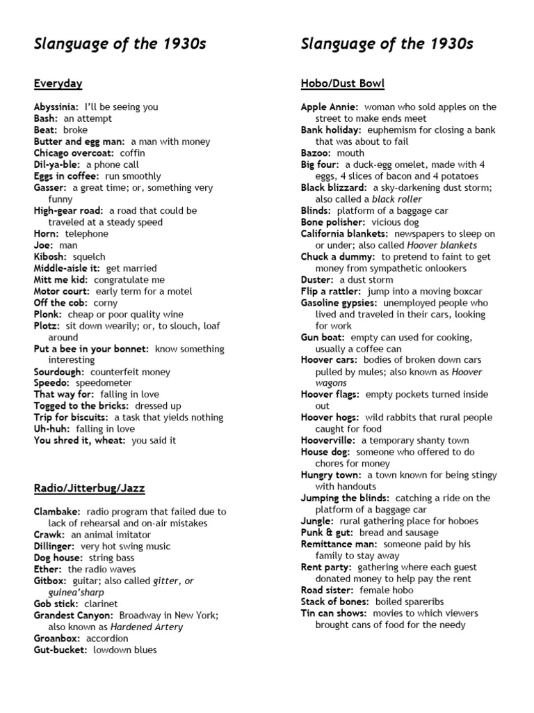 Slanguage Sheets - Final | PDF