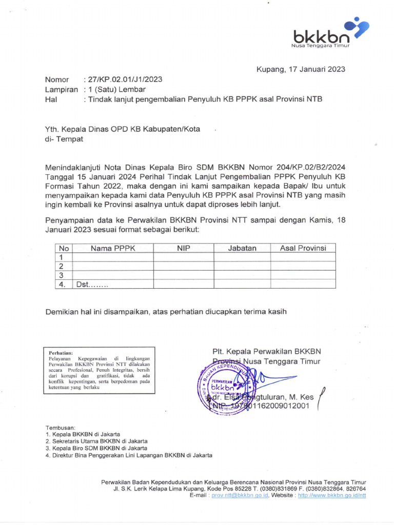 TL PKB PPPK Luar Domisili Provinsi NTT | PDF