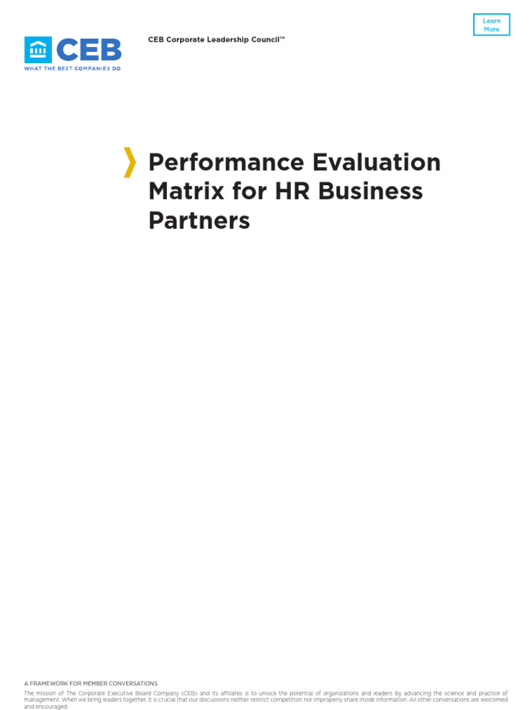 4.1 HRBP Performance Evaluation Matrix | PDF | Mediation | Conflict Resolution