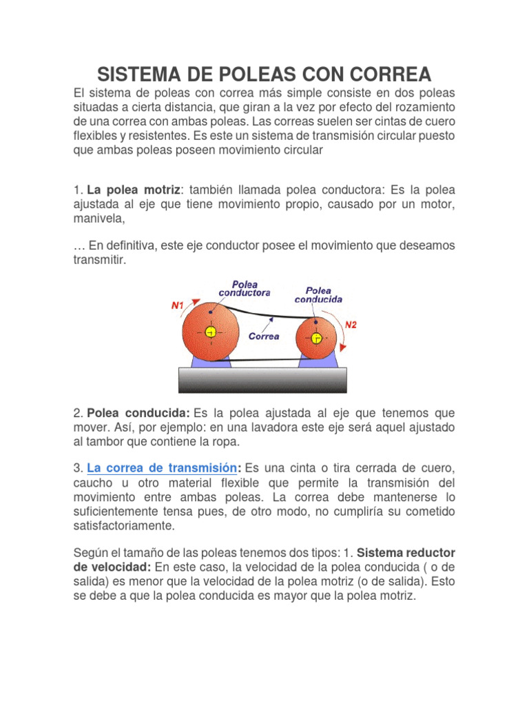Sistema de Poleas con Correa: Guía Completa | PDF | Cinturón (mecánico ...