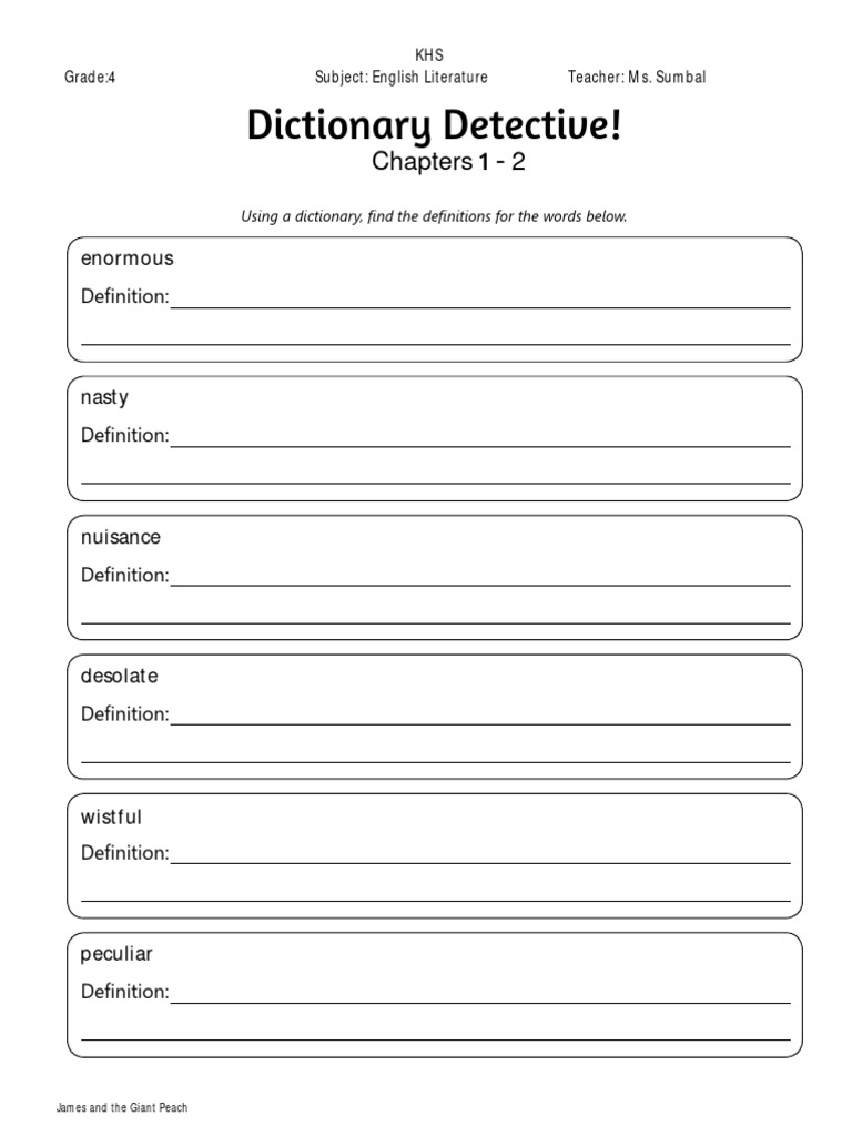 Dictionary Work 1 | PDF