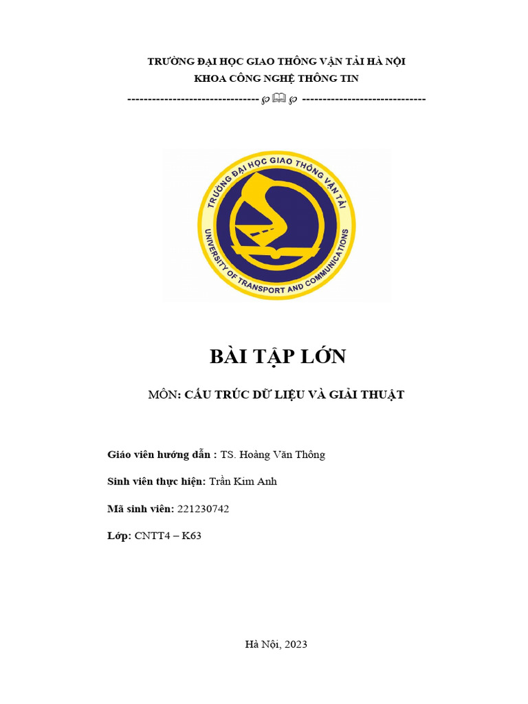 Bai tap lon-Dsa | PDF