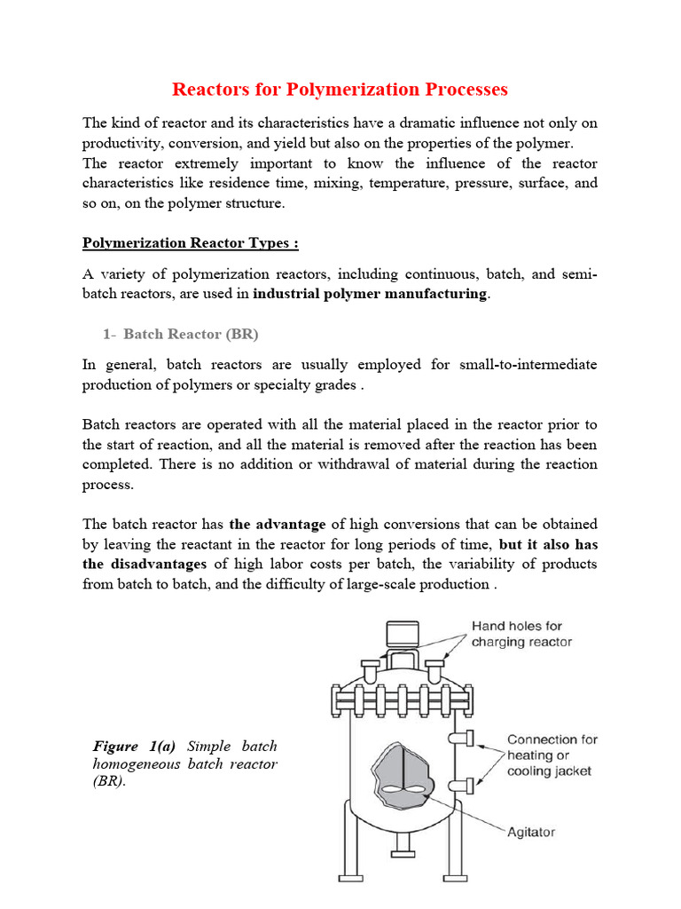 Polymerization Reactor Types Guide | PDF | Chemical Reactor ...