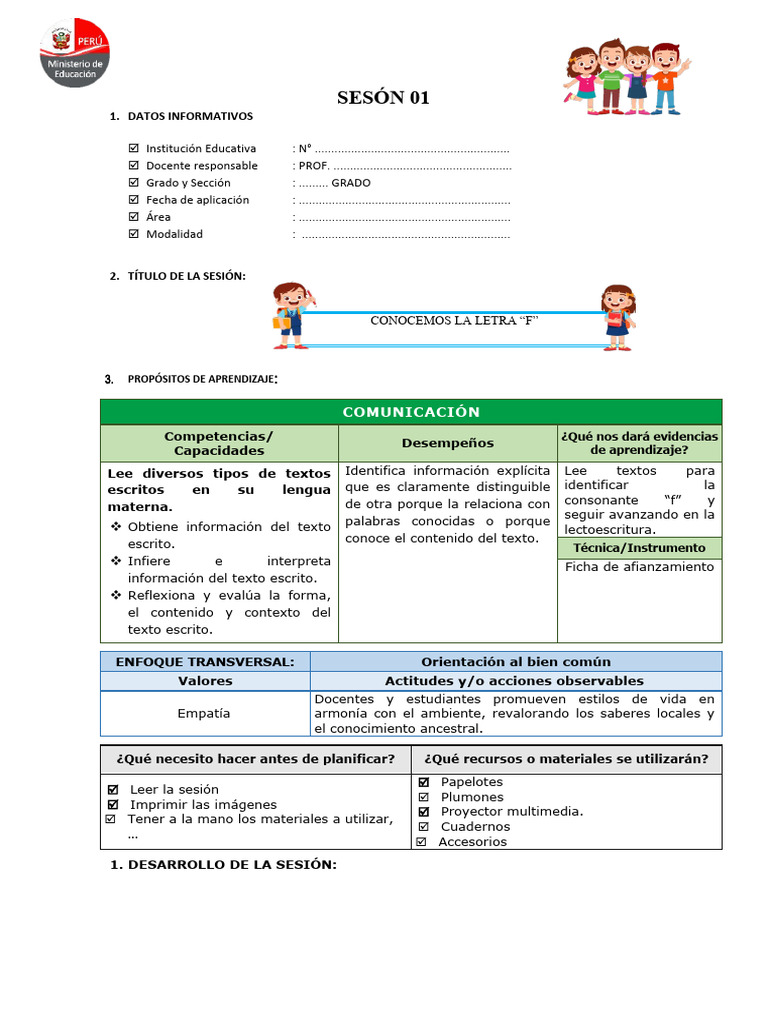 Conociendo la letra "F" en primer grado | PDF | Maestros | Aprendizaje