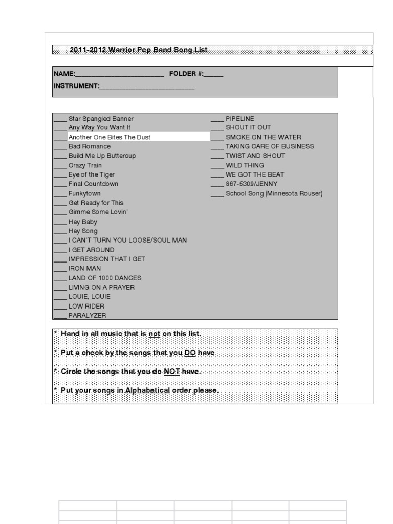 Pep Band Songs | PDF
