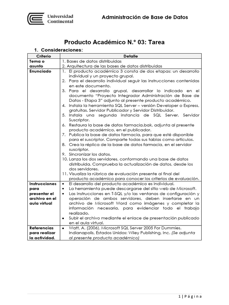 PA3 Administración de Base de Datos | Descargar gratis PDF | Servidor SQL de Microsoft | Bases ...