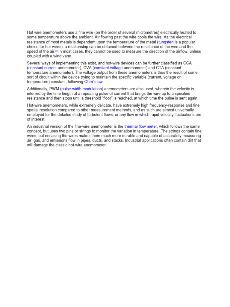 Hot Wire Anemometers | PDF