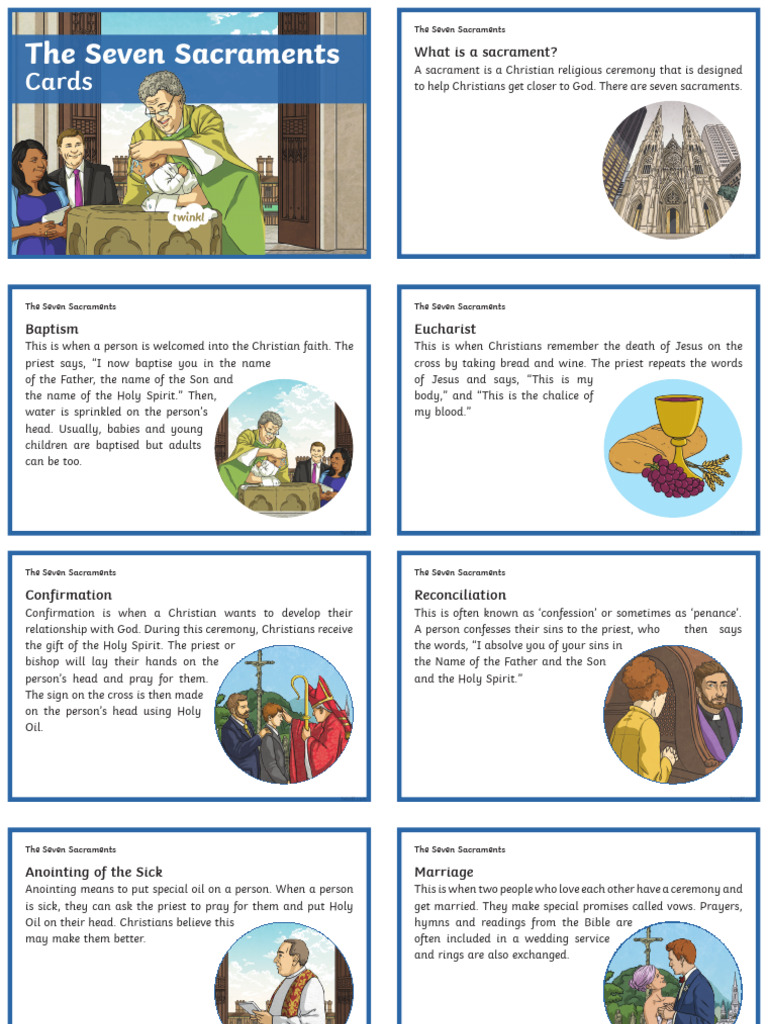 The Seven Sacraments: Cards | PDF | Sacraments | Baptism
