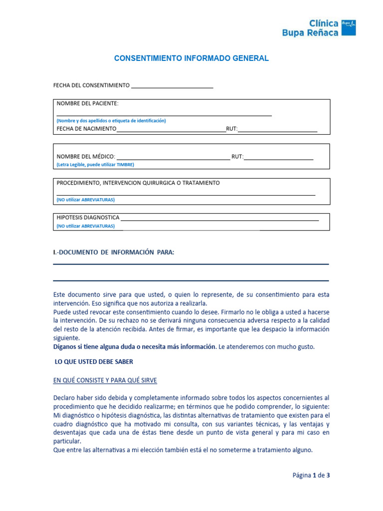 Revocación del Consentimiento Informado | PDF | Cirugía ...