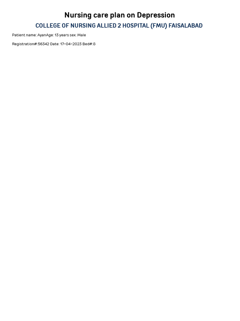 Nursing Care Plan On Depression - Docx - 20231228 - 232453 - 0000 | PDF ...