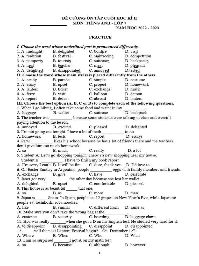 Grade 7 English Exam Review 2023 | PDF