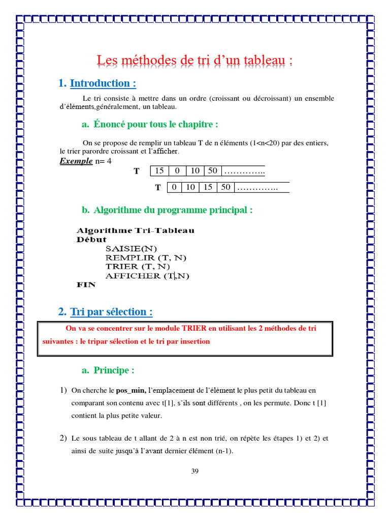 Méthodes de tri de tableaux | PDF | Mathématiques
