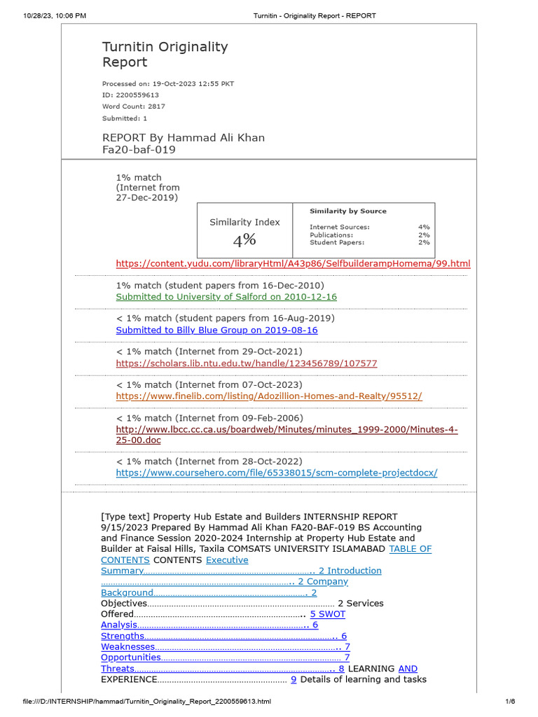 Turnitin - Originality Report - REPORT Hammad | Download Free PDF ...