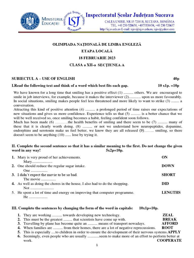 12A Subiect | PDF | Multiple Choice