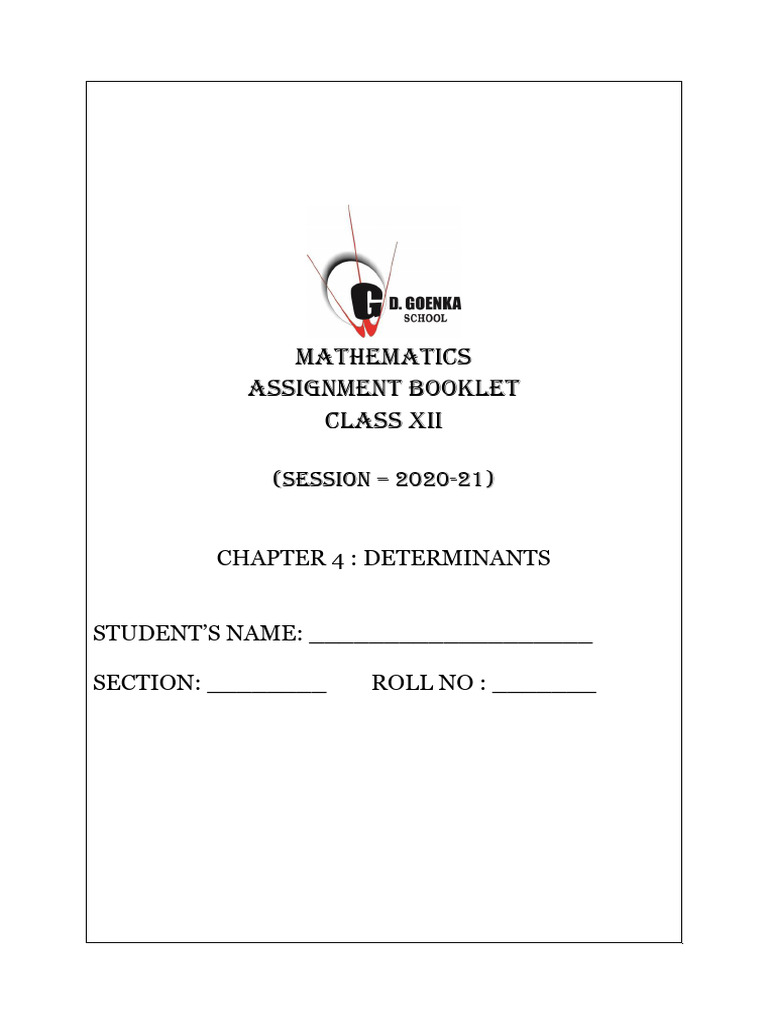 CH 4 Determinants | Download Free PDF | Determinant | Functions And Mappings