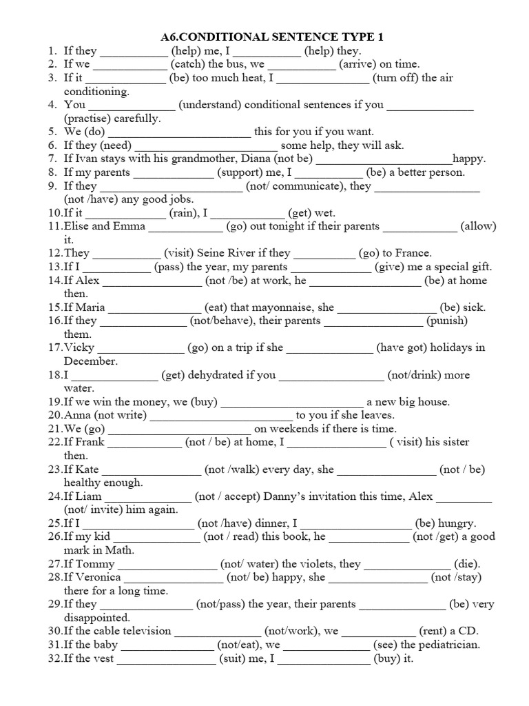 A6.conditional Sentence Type 1 | PDF