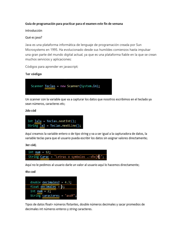 Guia de Programación Java | PDF | Java (lenguaje de programación) | Tecnologías de la información