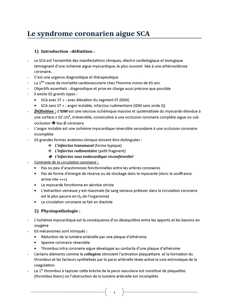 Définition du syndrome coronarien aigu | PDF | Infarctus du myocarde ...