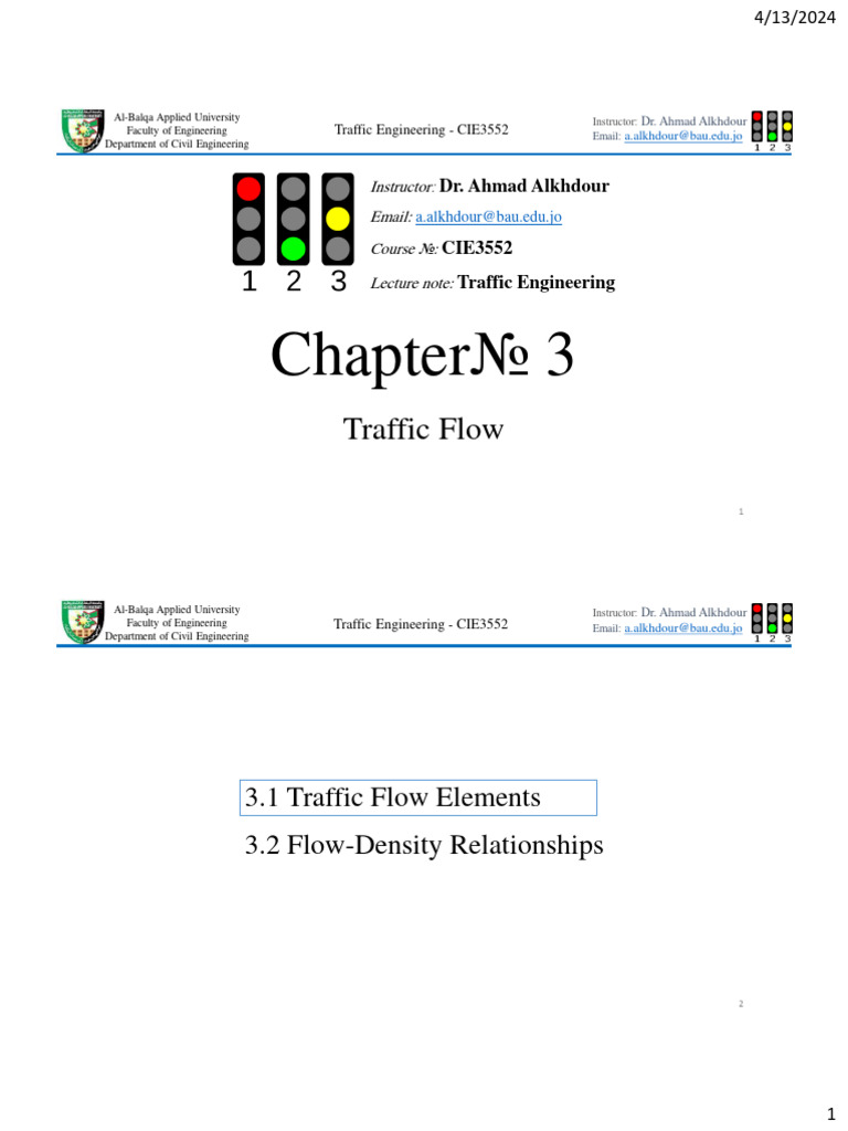 Chapter 3 Traffic Flow 2024 | PDF | Linear Regression | Regression Analysis
