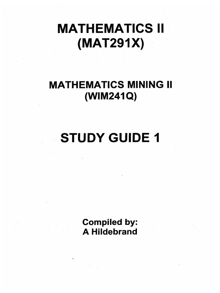 Maths 2 Study Guide 1 | PDF