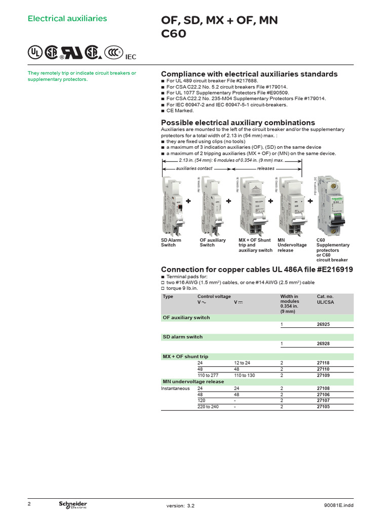 Schneider Contactos Auxiliares C60 90081 | PDF | Electrical Wiring ...