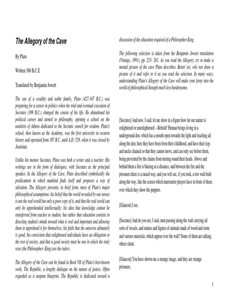 The Allegory of The Cave | Download Free PDF | Plato | Socrates