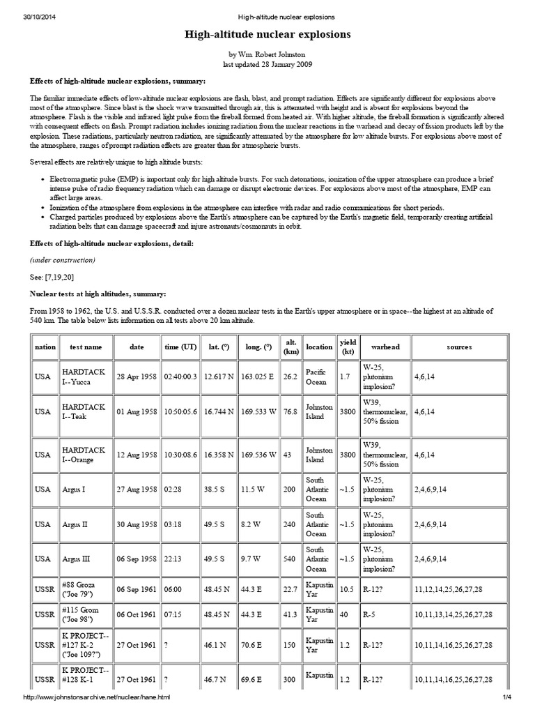 High-Altitude Nuclear Explosions | PDF | Ionizing Radiation | Explosion