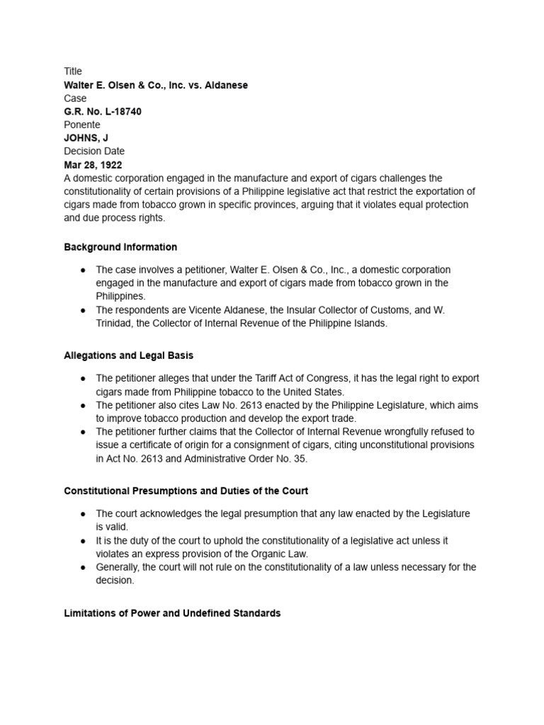 Cigar Export Law Unconstitutional | PDF | Appellate Court | Appeal