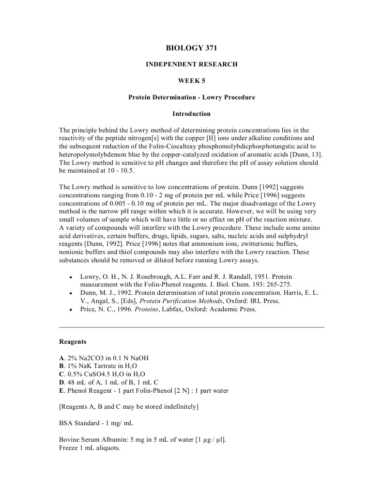 Folin Lowry | PDF