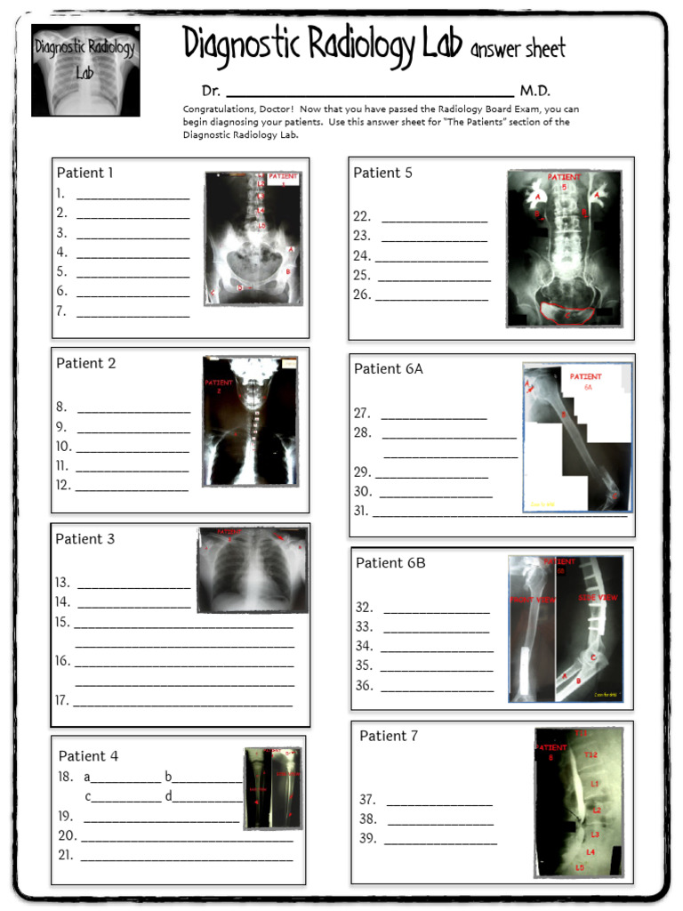 Diagnostic Radiology Lab Answer Sheet | PDF | Radiology | Medical Diagnosis