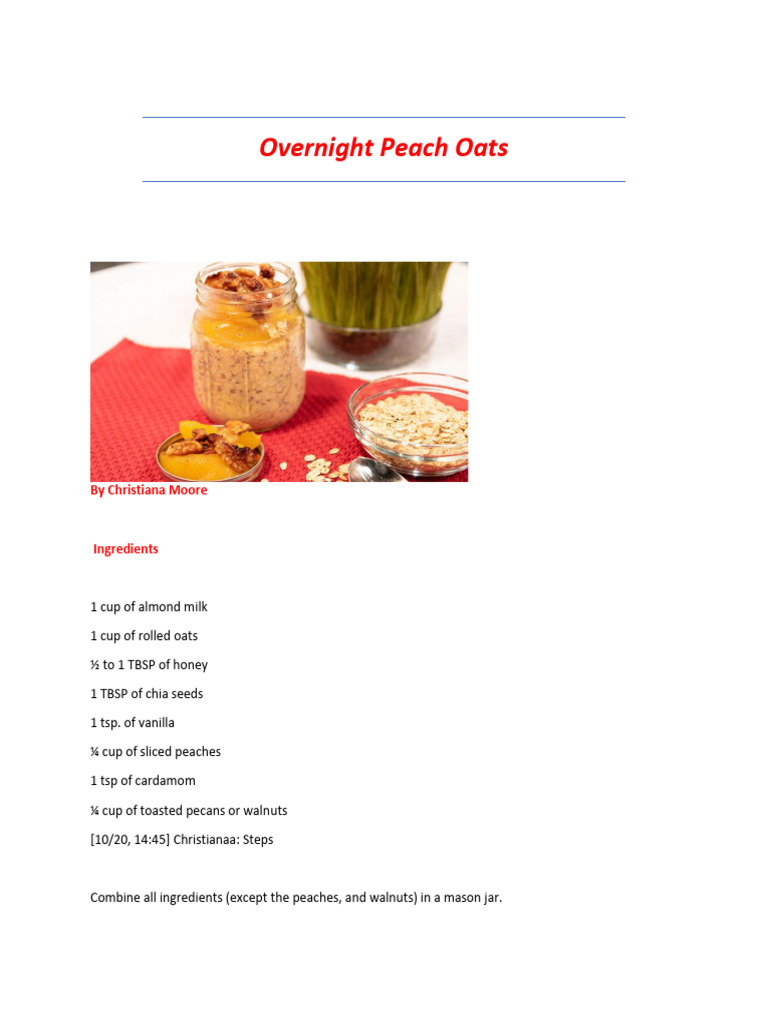 #1 Peach Oats | PDF | Foods | Cuisine