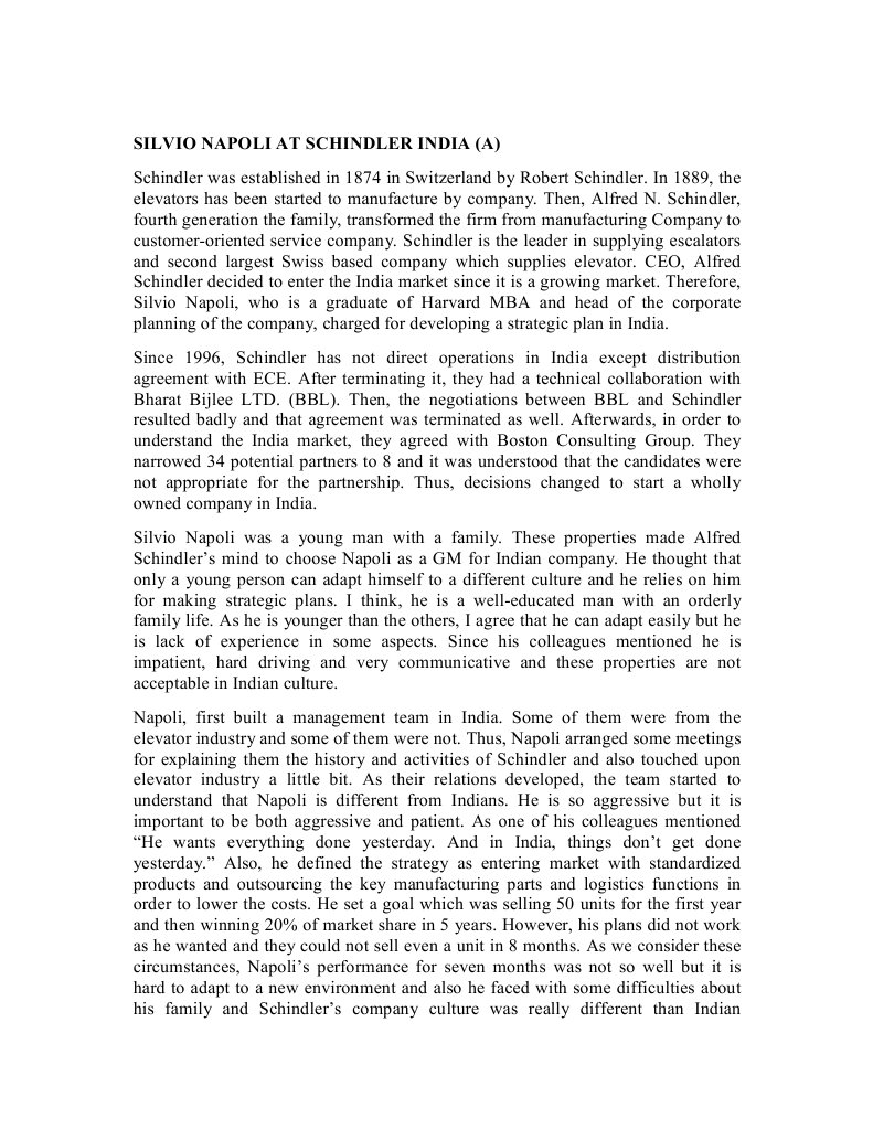 Silvio Napoli at Schindler India | PDF