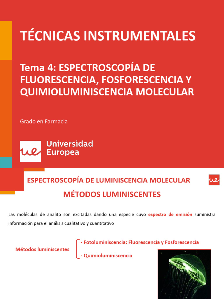 Tec.Instrumentales. Tema.4 | PDF | Fluorescencia | Espectro de emisión
