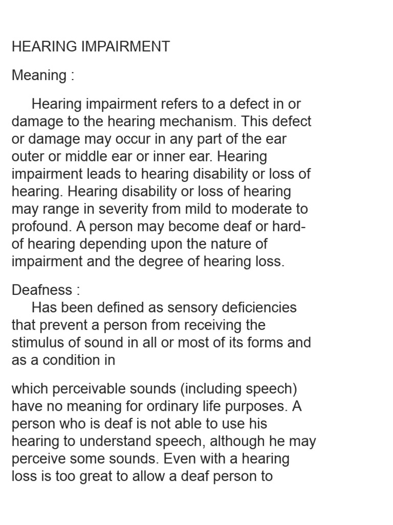 Hearing Impairment | PDF | Hearing Loss | Ear