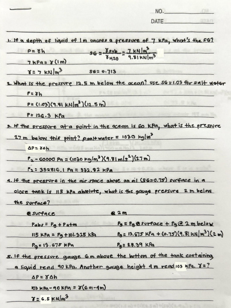 Fluid Exercises 2 | PDF