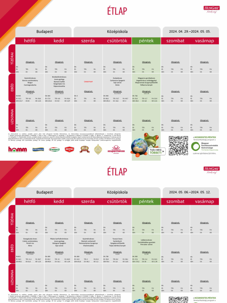 Étlap 05.2024 1 | PDF