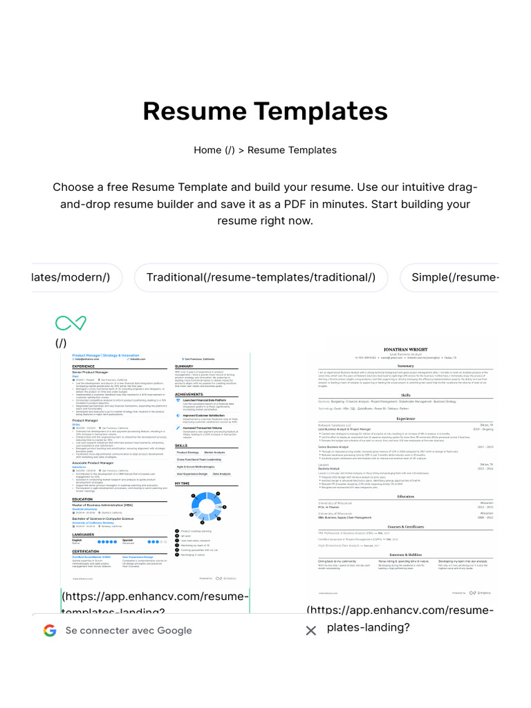 Free PDF Resume Templates from Enhancv | PDF | Résumé | Microsoft Word