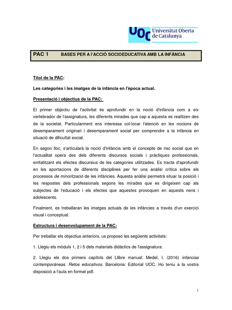 Pac 1 - Bases Infancia | PDF